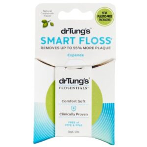 DrTung's Smart Floss - Natural Floss, PTFE & PFAS Free Floss, Gentle on Gums, Expands & Stretches, BPA Free Floss - Natural Dental Floss Cardamom Flavor (Pack of 3)