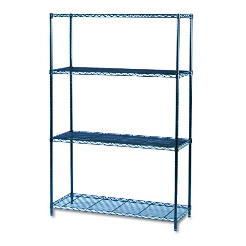 Safco Products Industrial Wire Shelving Starter Unit 48" W x 18" D x 72" H (Add-On Unit and Extra Shelf Pack Sold Separately), Black