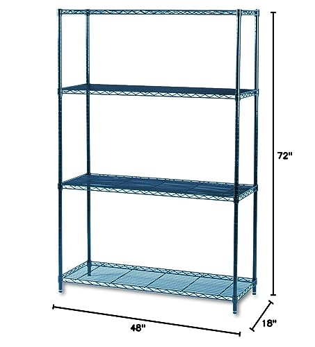 Safco Products Industrial Wire Shelving Starter Unit 48" W x 18" D x 72" H (Add-On Unit and Extra Shelf Pack Sold Separately), Black