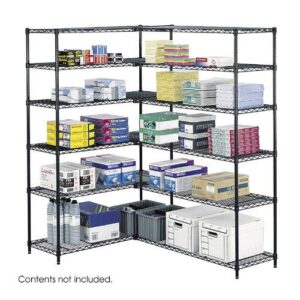 Safco Products Industrial Wire Shelving Starter Unit 48" W x 18" D x 72" H (Add-On Unit and Extra Shelf Pack Sold Separately), Black