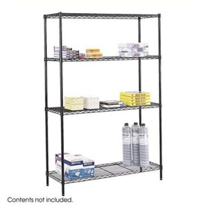 Safco Products Industrial Wire Shelving Starter Unit 48" W x 18" D x 72" H (Add-On Unit and Extra Shelf Pack Sold Separately), Black