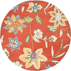 SAFAVIEH Blossom Collection 6' Round Rust / Multi BLM673A Handmade Premium Wool Area Rug