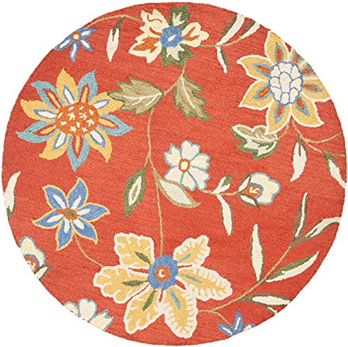 SAFAVIEH Blossom Collection 6' Round Rust / Multi BLM673A Handmade Premium Wool Area Rug