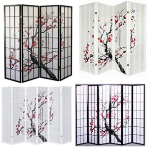 legacy decor 4-panel blossom screen room divider, black