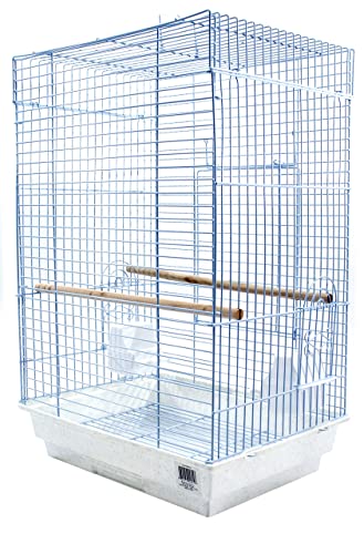 PENN-PLAX Cockatiel & Small Parrot Starter Kit with Birdcage, Cover, and Accessories – Great for Cockatiels, Conures, and Small Parrots – Square Dome – White