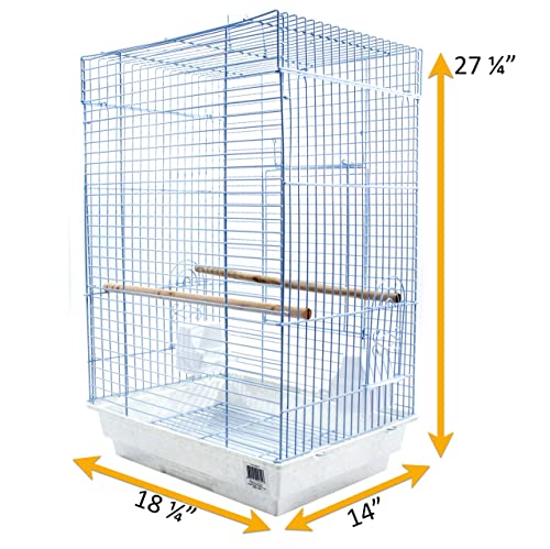 PENN-PLAX Cockatiel & Small Parrot Starter Kit with Birdcage, Cover, and Accessories – Great for Cockatiels, Conures, and Small Parrots – Square Dome – White