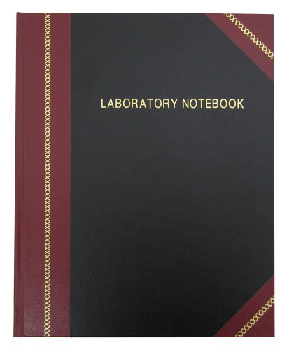 BookFactory Lab Notebook/Laboratory Notebook - Professional Grade - 96 Pages, 8" x 10" (Ruled Format) Black and Burgundy Imitation Leather Cover, Smyth Sewn Hardbound Student (LRU-096-SRS-A-LKMST1)