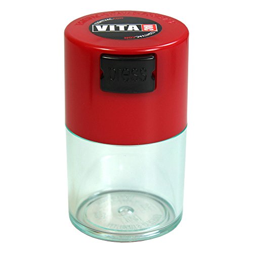 Vitavac - 5g to 20 grams Vacuum Sealed Container - Red Cap & Clear Body