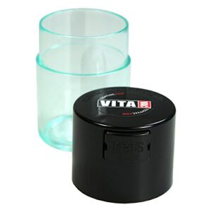 Vitavac - 5g to 20 grams Vacuum Sealed Container - Black Cap & Clear Body