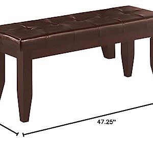 Coaster Furniture Dalila Transitional Upholstered Dining Bench Polyurethane Tufted Seat Cushion Black Faux Leather Cappuccino Brown 102723