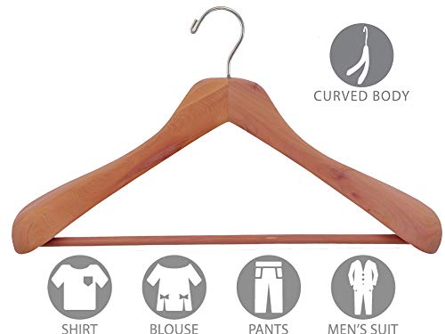 Deluxe Cedar Suit Hangers, 2 Inch Thick Hangers with Solid Wood Pant Bar, Box of 12 by The Great American Hanger Company