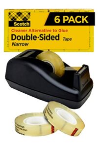 scotch double sided tape with deluxe desktop tape dispenser, 1/2 in x 900 in, 1 dispenser and 6 refill rolls/pack (665-6pkc40)