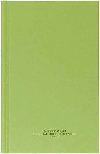 Green Military Log Book, Record Book, Memorandum Book, 5-1/2 X 8 Green LogBook NSN 7530-00-222-3521