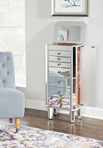 Powell Jewelry Armoire Wood, Silver Mirrored