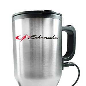 Schumacher 1228 Stainless Steel Travel Mug - Heats Using Your Car’s Power - 12V , Black