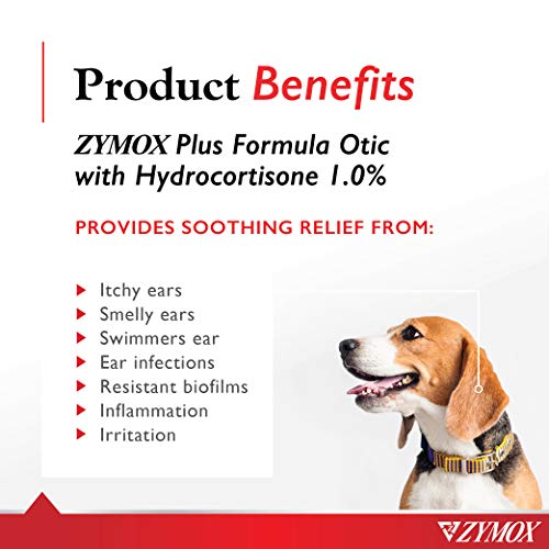 Zymox Advanced Formula Otic Plus Enzymatic Ear Solution for Dogs and Cats with 1% Hydrocortisone, 1.25oz