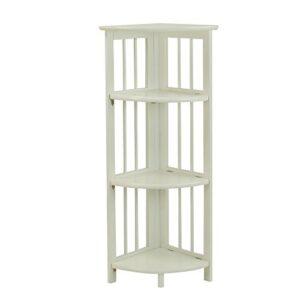 casual home 4-shelf corner folding bookcase, white