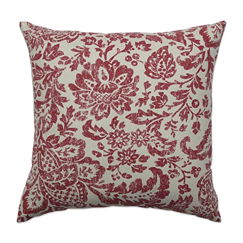 Pillow Perfect Paisley Outdoor/Indoor Small Throw Pillow Plush Fill, Weather, and Fade Resistant, Small Throw - 16.5" x 16.5" Red/Tan Fairhaven,