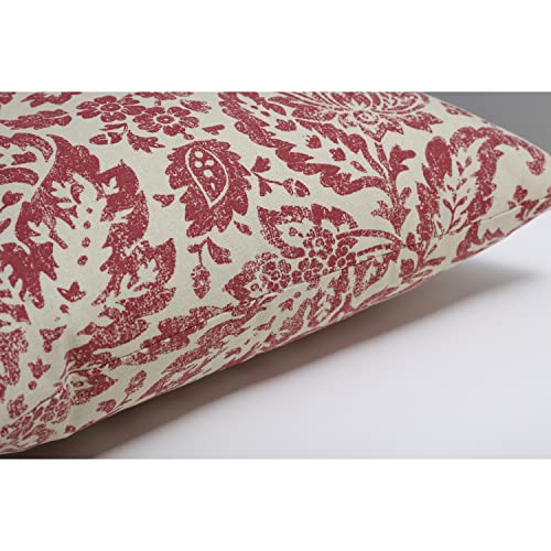 Pillow Perfect Paisley Outdoor/Indoor Small Throw Pillow Plush Fill, Weather, and Fade Resistant, Small Throw - 16.5" x 16.5" Red/Tan Fairhaven,