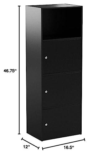 Convenience Concepts 3 Door Xtra Storage Cabinet with Shelf, Black