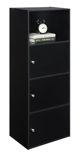 Convenience Concepts 3 Door Xtra Storage Cabinet with Shelf, Black