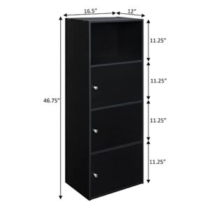 Convenience Concepts 3 Door Xtra Storage Cabinet with Shelf, Black