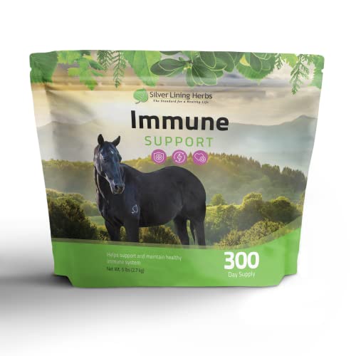 Silver Lining Herbs 24 Equine Immune Support - Natural Herbal Aid to Boost Horse Immune System, Stamina, & Endurance - Health Support for Horses - Natural Immunity Booster for Horses - 5 lb Bucket