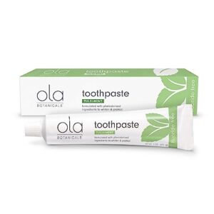 ola botanicals toothpaste (3 oz.), tulsi-mint, plant-derived ingredients to whiten and protect, fluoride free, soy free, non gmo, dr. mercola