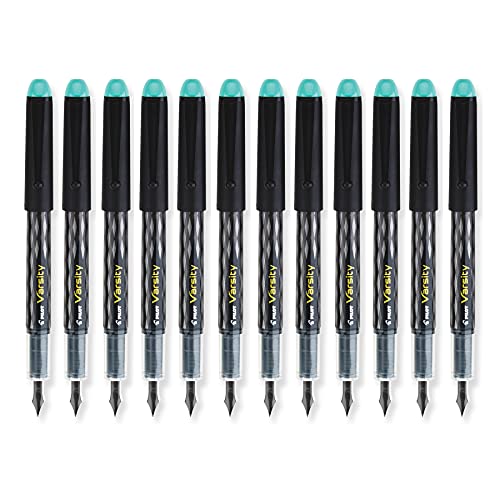 Pilot Varsity Disposable Fountain Pens, Green Ink, Dozen Box