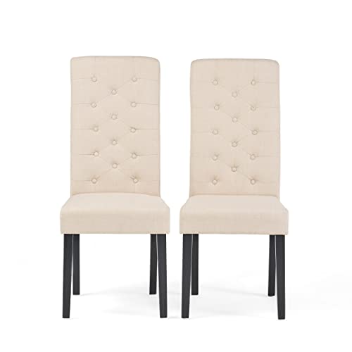 GDFStudio Christopher Knight Home CKH Tall-Back Fabric Dining Chairs, 2-Pcs Set, Natural