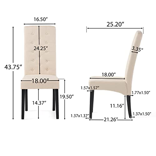 GDFStudio Christopher Knight Home CKH Tall-Back Fabric Dining Chairs, 2-Pcs Set, Natural