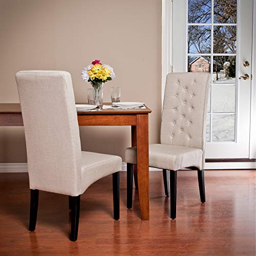 GDFStudio Christopher Knight Home CKH Tall-Back Fabric Dining Chairs, 2-Pcs Set, Natural