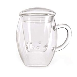 Creano - Tea Glass with Glass Infuser and Lid - Glass Mug with Strainer - Glass Filter - All-In-One - 14oz (400ml)