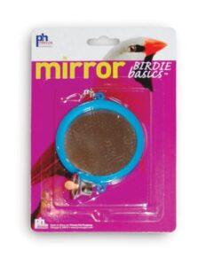 prevue hendryx birdie basics 2 sided mirror with bell bird toy, 6 x 3 (60422)