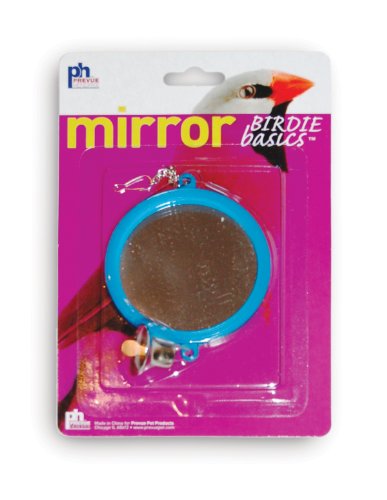 Prevue Hendryx Birdie Basics 2 Sided Mirror with Bell Bird Toy, 6 x 3 (60422)