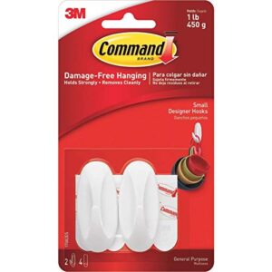 3m command designer hooks [removable]: small designer [2 hooks/pack] (white) / 2-hooks