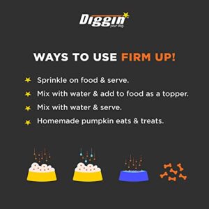 Diggin’ Your Dog Firm Up Pumpkin for Dogs & Cats, 100% Made in USA, Pumpkin Powder for Dogs, Digestive Support, Apple Pectin, Fiber, Healthy Stool, 4 oz