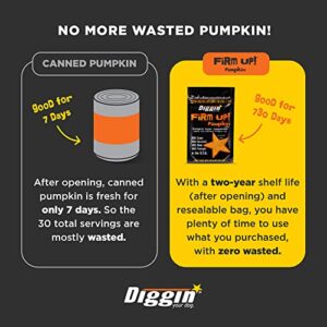 Diggin’ Your Dog Firm Up Pumpkin for Dogs & Cats, 100% Made in USA, Pumpkin Powder for Dogs, Digestive Support, Apple Pectin, Fiber, Healthy Stool, 4 oz