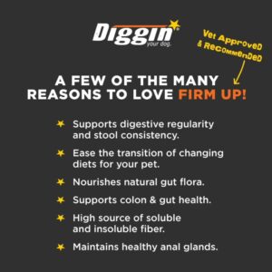 Diggin’ Your Dog Firm Up Pumpkin for Dogs & Cats, 100% Made in USA, Pumpkin Powder for Dogs, Digestive Support, Apple Pectin, Fiber, Healthy Stool, 4 oz