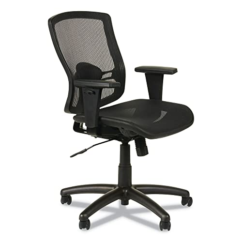 Alera ALEET4218 Etros Series 15.74 in. to 19.68 in. Seat Height Suspension Mesh Mid-Back Synchro Tilt Chair - Black