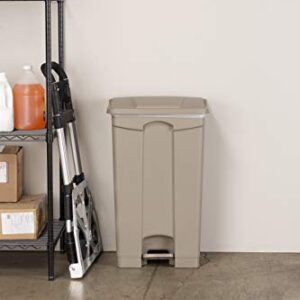 Safco Products Plastic Step-On Trash Can 9922TN; Tan; Hands-Free Disposal; 17-Gallon Capacity