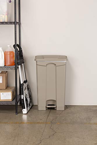 Safco Products Plastic Step-On Trash Can 9922TN; Tan; Hands-Free Disposal; 17-Gallon Capacity