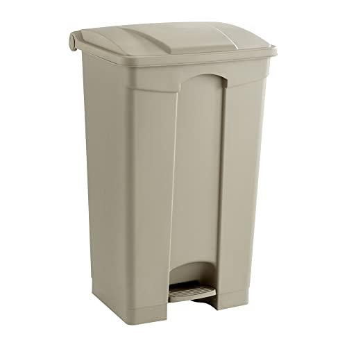 Safco Products Plastic Step-On Trash Can 9923TN; Tan; Hands-Free Disposal; 23-Gallon Capacity