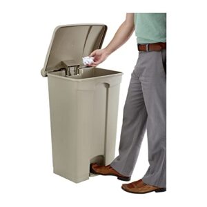 Safco Products Plastic Step-On Trash Can 9923TN; Tan; Hands-Free Disposal; 23-Gallon Capacity