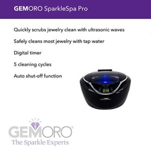 Gemoro 1790 Sparkle Spa Pro 750ml Professional Ultrasonic Machine with 5 Cleaning Cycles and Black Digital Timer