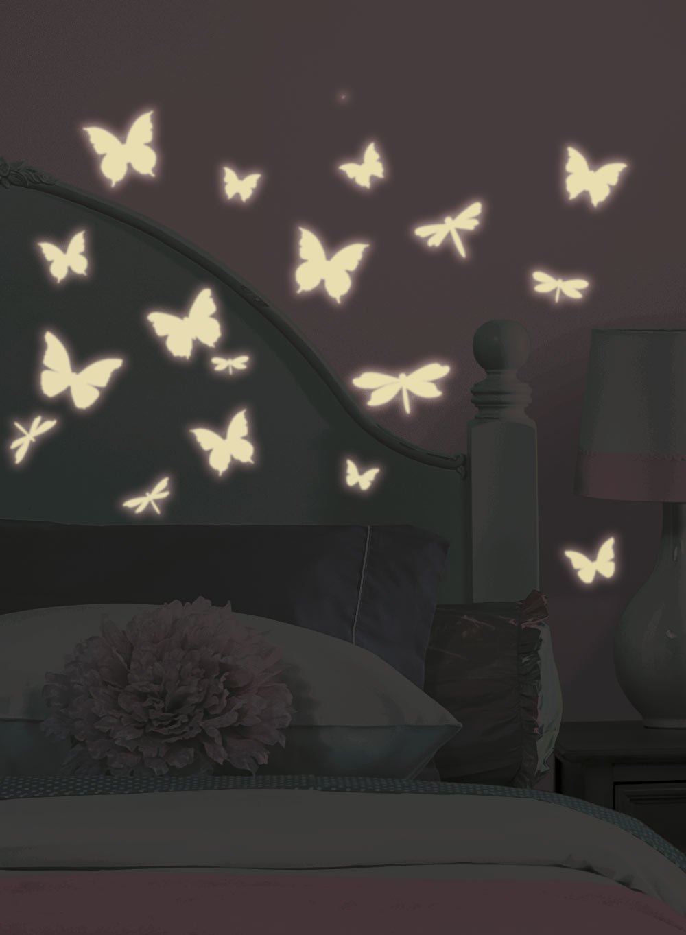 RoomMates RMK1706SCS Butterflies and Dragonflies Glow In The Dark Wall Decals , White