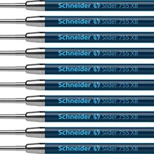 Schneider Slider 755 XB (Extra Broad) Ballpoint Pen Refill, 1.4 mm, ISO Format G2, Black Ink, Box of 10 Refills (175501)