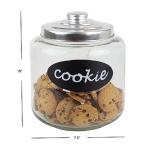 Home Basics Large Capacity Glass Cookie, Pasta, Sugar, Flour, Cereal, Jar with Secure Metal Lid and Decorative Jar Label