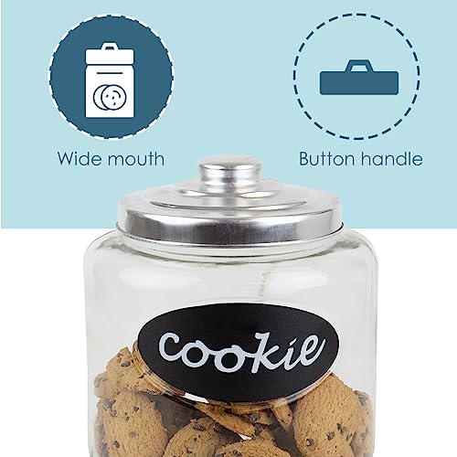 Home Basics Large Capacity Glass Cookie, Pasta, Sugar, Flour, Cereal, Jar with Secure Metal Lid and Decorative Jar Label