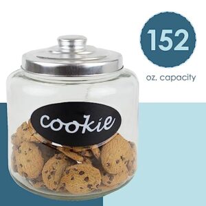 Home Basics Large Capacity Glass Cookie, Pasta, Sugar, Flour, Cereal, Jar with Secure Metal Lid and Decorative Jar Label